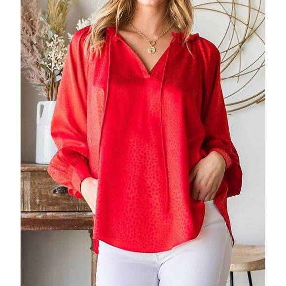 First Love | Tops | New First Love Satin Shirt In Red | Poshmark